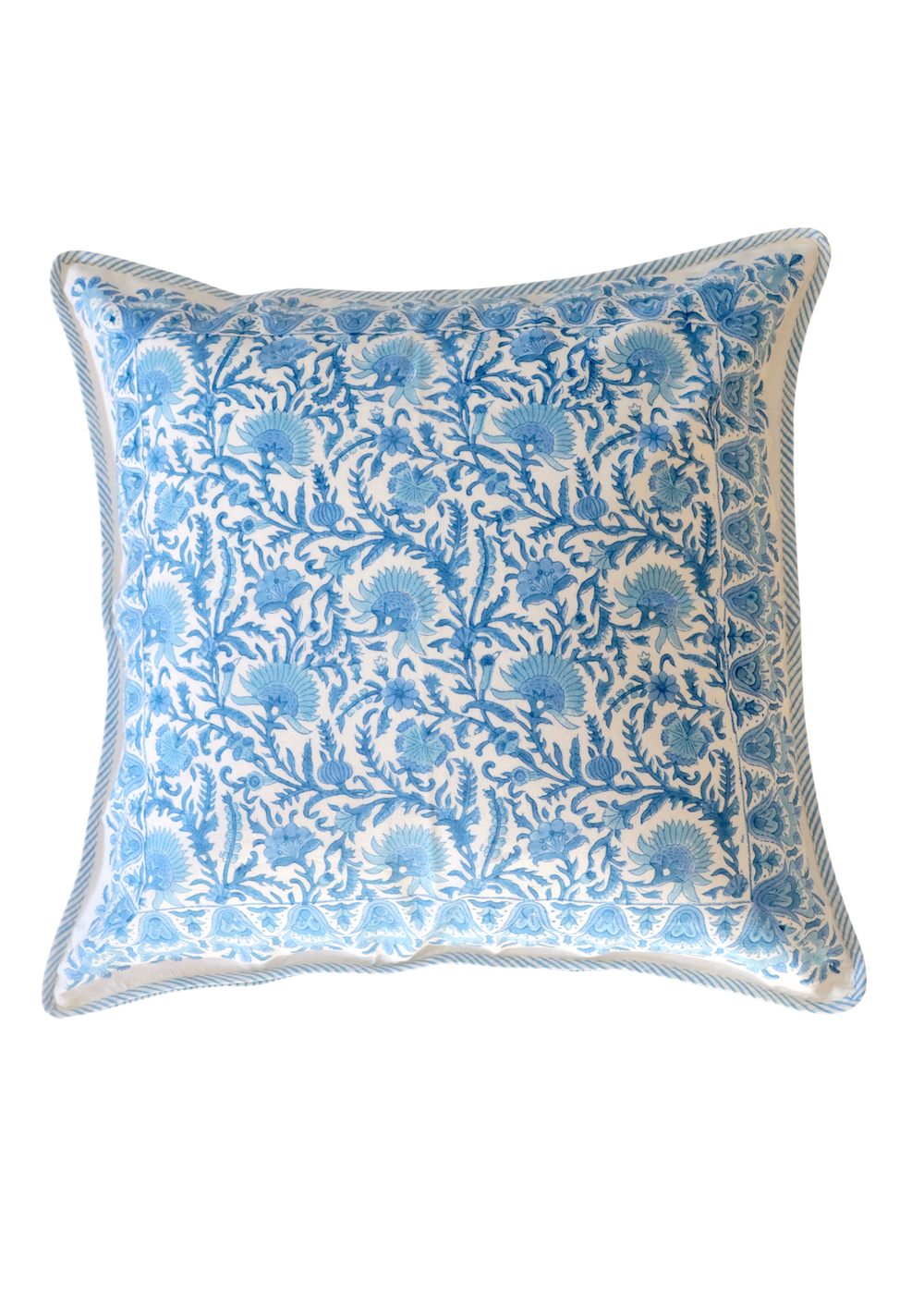 Block Print Cushion Cover- Cornflower Blue